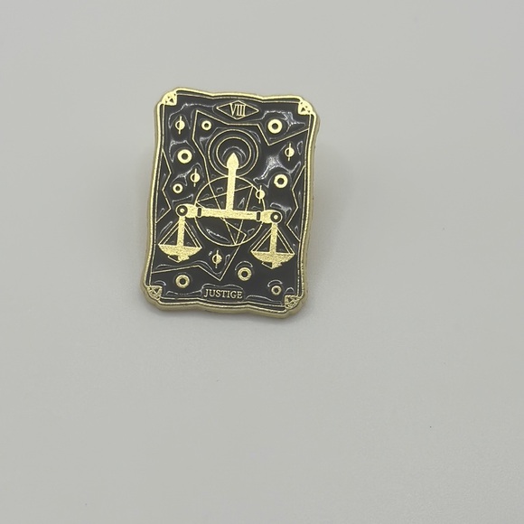 Accessories | Gold And Black Justice Tarot Pin | Poshmark